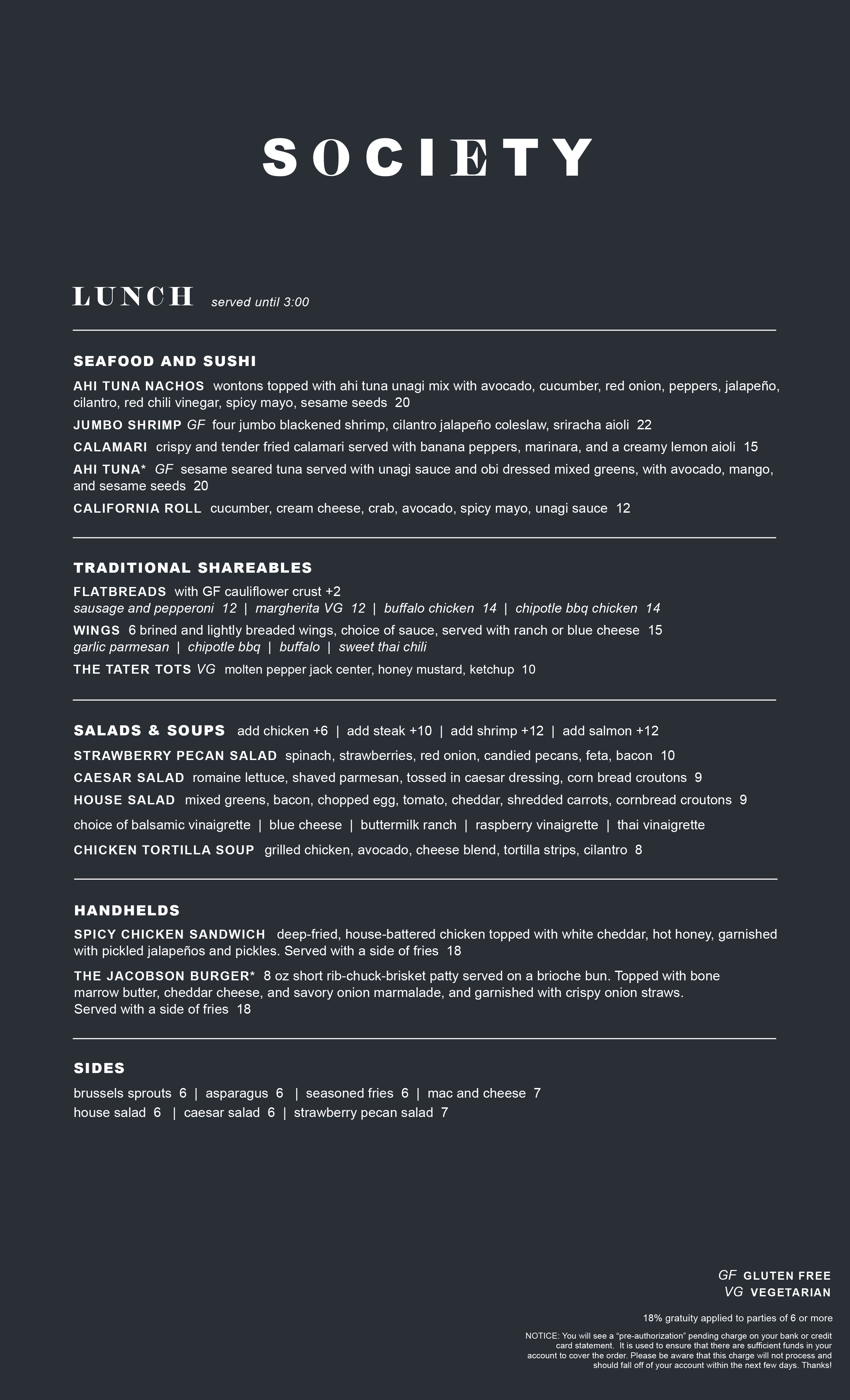 Menu - Society