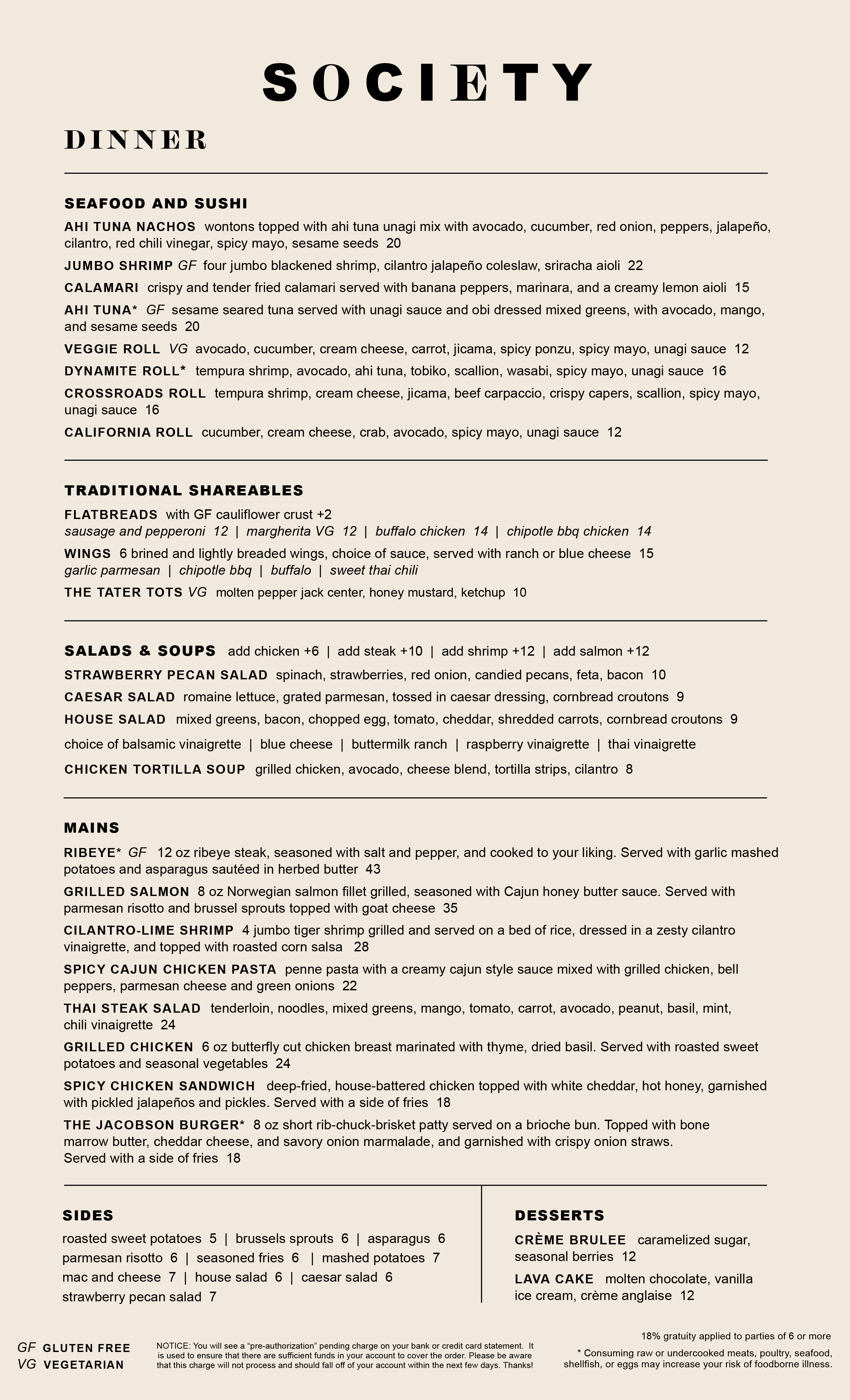 Menu - Society